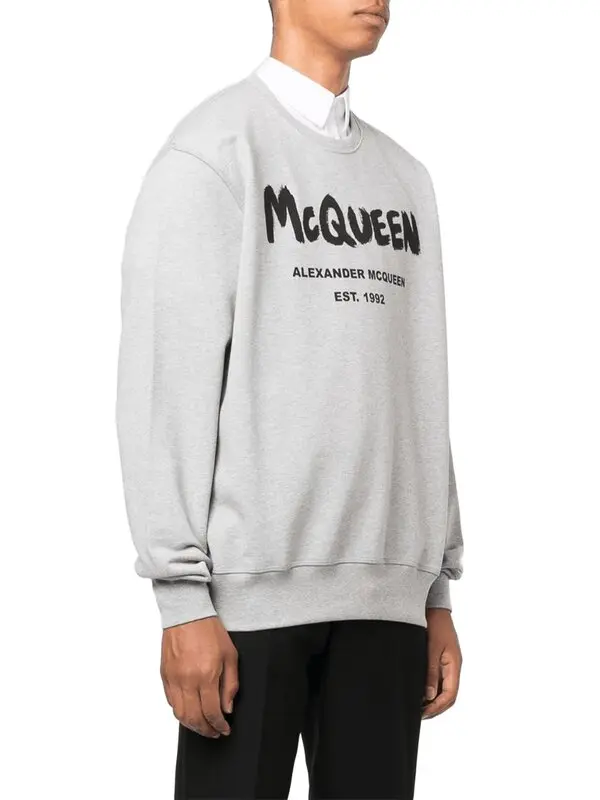 Alexander McQueen Graffiti Logo Sweatshirt - Grey