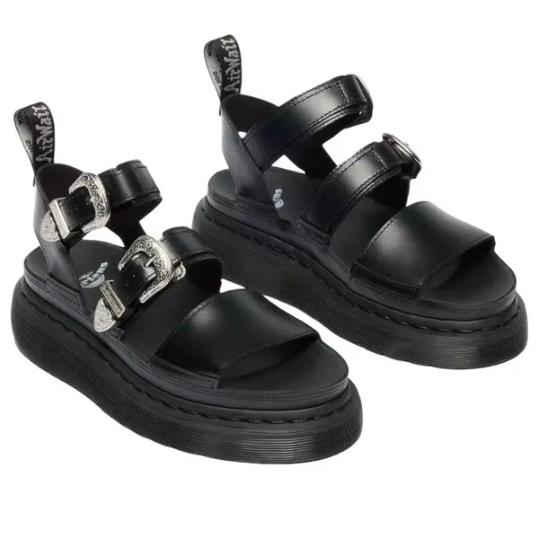 Dr. Martens Gryphon Quad Leather Gladiator Platform Sandals - Black Altas