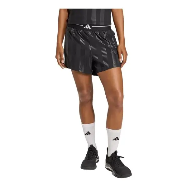 Adidas Hyperglam 3-stripes Emboss Woven Shorts - Black