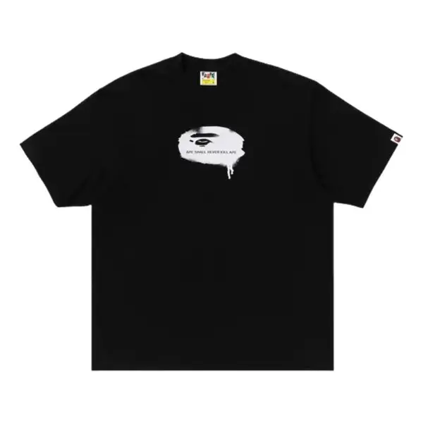 A BATHING APE Graffiti Ape Face T-shirt - Black