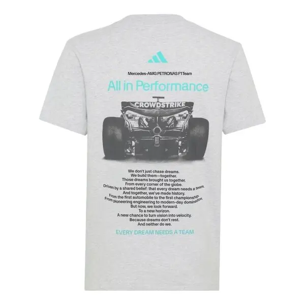 Adidas Mercedes Amg Petronas Formula 1 Team T-shirt Asia Sizing 'light Grey Heather Semi Mint Rush - Light Grey Heather/semi Mint Rush