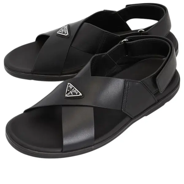 Prada Crisscross Leather Sandals