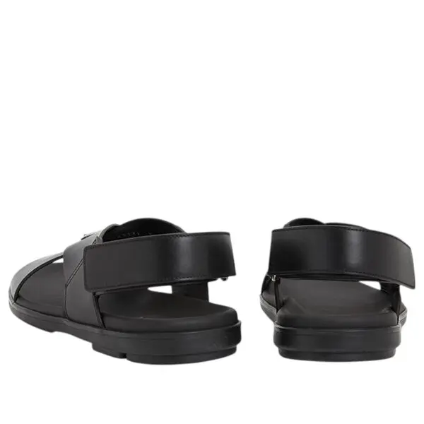 Prada Crisscross Leather Sandals - Black