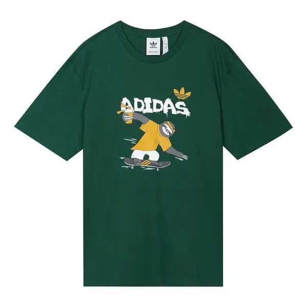 Adidas Originals Cartoon Printing Round Neck Short Sleeve Forest - Green