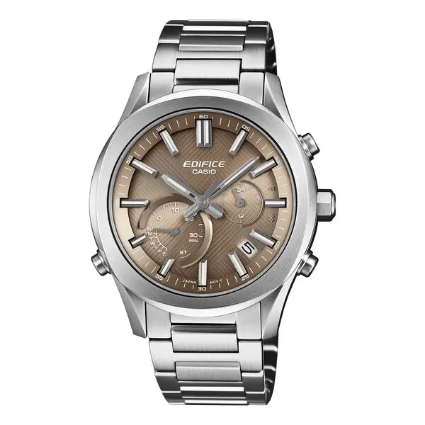 Casio Edifice Chronograph Watch With Solar Power And Bluetooth Connectivity - Silver/brown