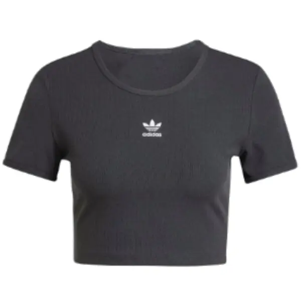 Adidas Essentials Ribbed Cropped T-shirt - Black