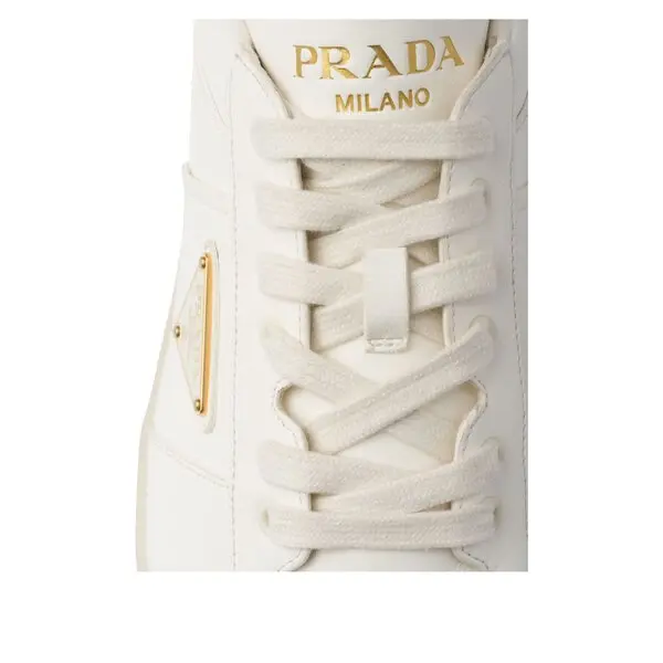 Prada Downtown Nappa Leather Sneakers - Ivory