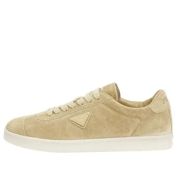 Prada Lane Suede Lace-up Sneakers - Sand