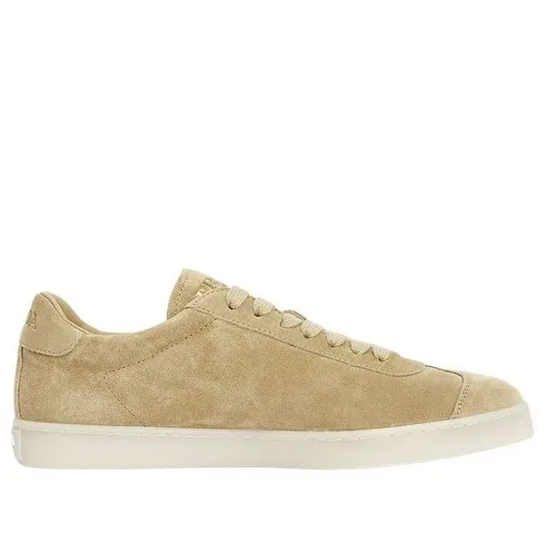 Prada Lane Suede Lace-up Sneakers - Sand