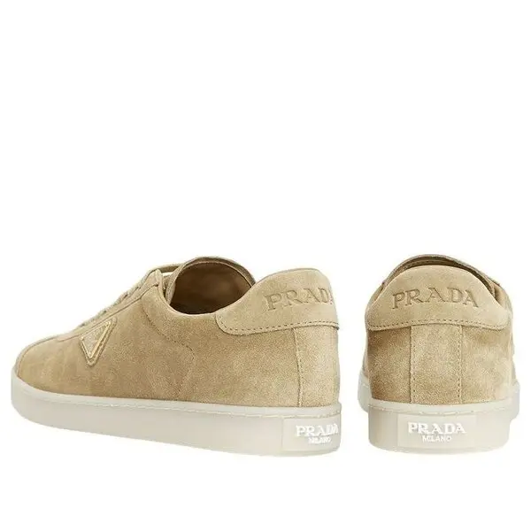 Prada Lane Suede Lace-up Sneakers - Sand
