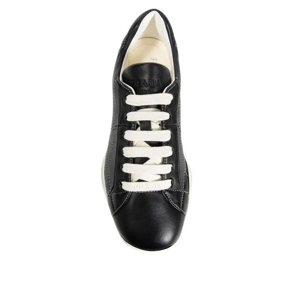 Prada Fs25 Nappa Leather Lace-up Sneakers - Black