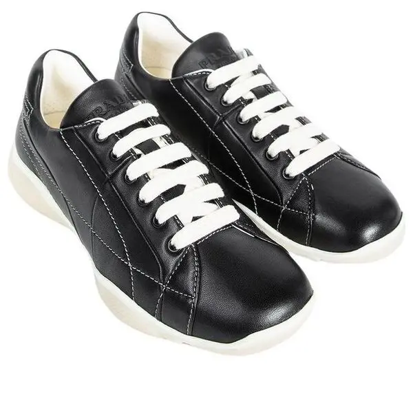 Prada Fs25 Nappa Leather Lace-up Sneakers - Black