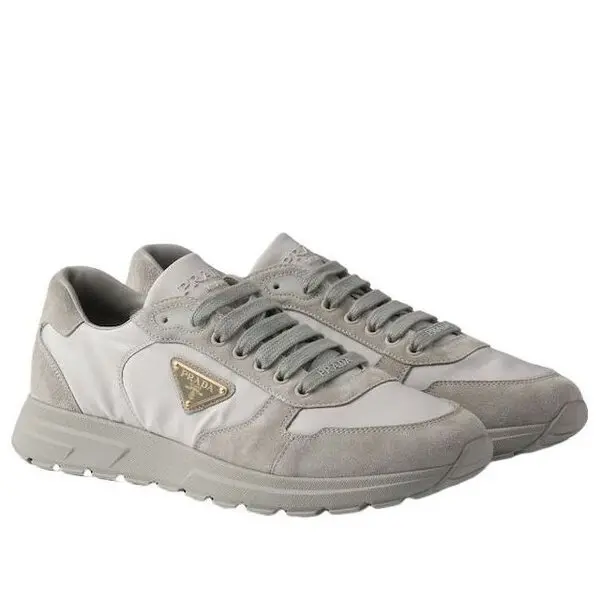 Prada Re-nylon And Suede Sneakers - Cloudy Gray