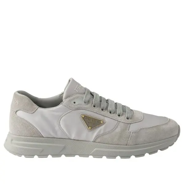 Prada Re-nylon And Suede Sneakers - Cloudy Gray