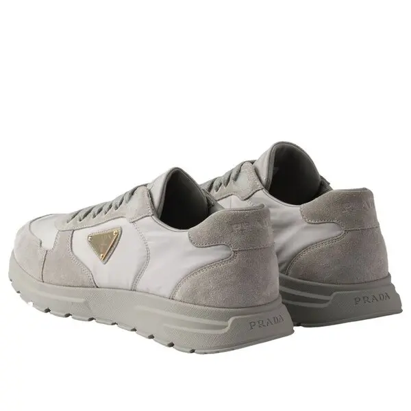 Prada Re-nylon And Suede Sneakers - Cloudy Gray