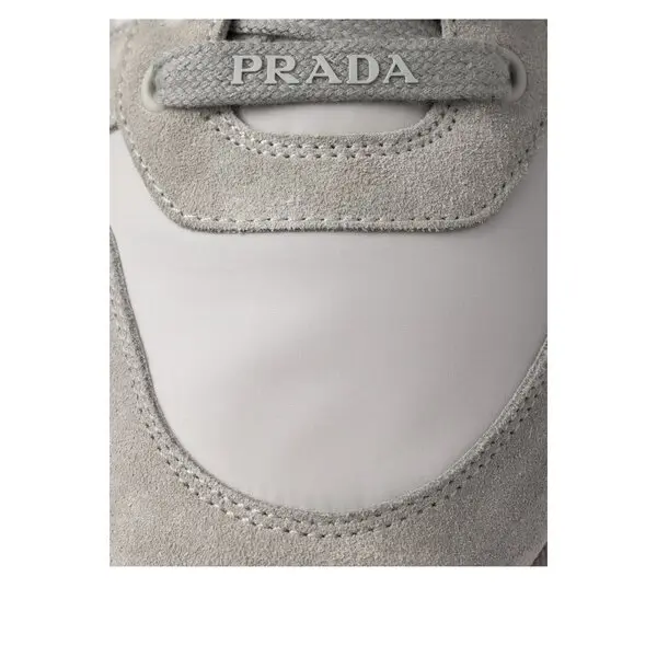 Prada Re-nylon And Suede Sneakers - Cloudy Gray