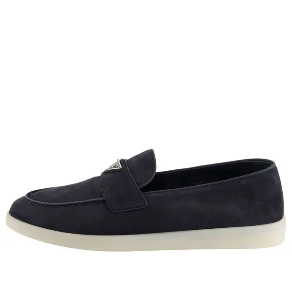 Prada Suede Logo Loafer - Navy