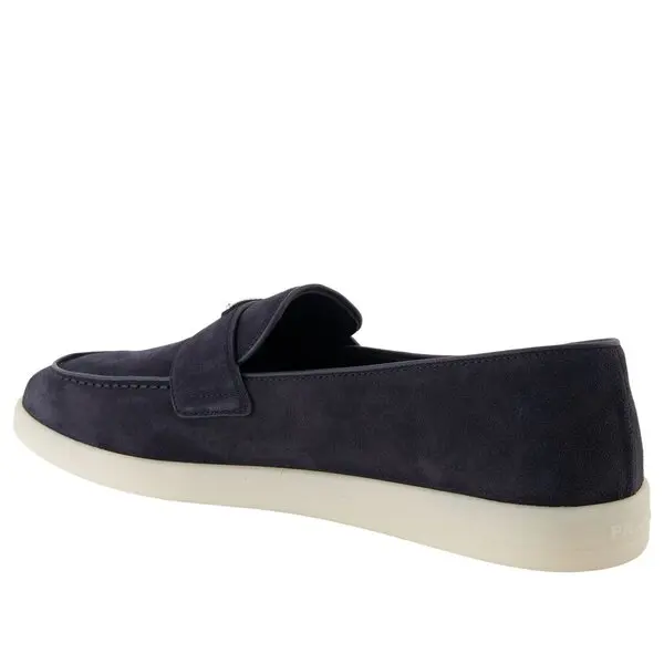 Prada Suede Logo Loafer - Navy
