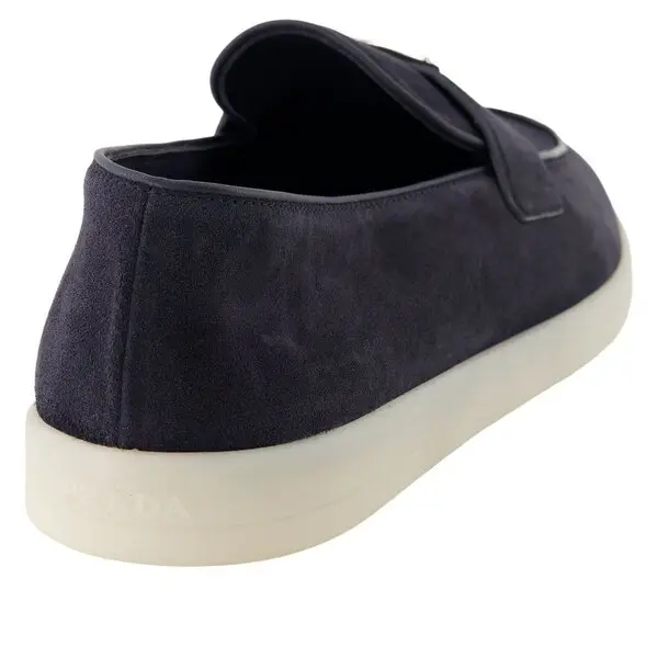 Prada Suede Logo Loafer - Navy