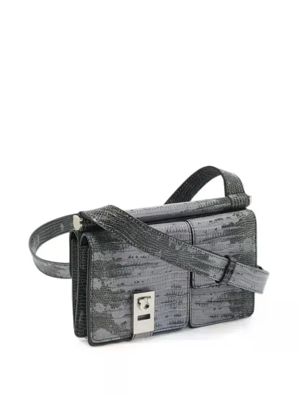 FERRAGAMO Multi-pocket Lizard-embossed Leather Crossbody Bag