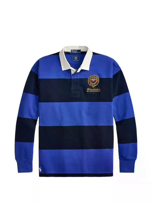 Polo Ralph Lauren Striped Embroidered Rugby Polo Shirt - Blue