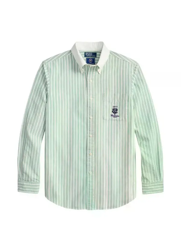 Polo Ralph Lauren Striped Embroidered Oxford Shirt - Green