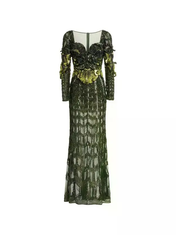 Elie Saab Sweetheart-neck Maxi Dress - Green
