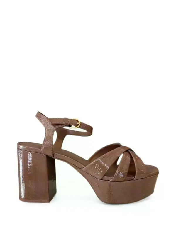 ANDREA CARRANO Crinkled-effect Platform Sandals - Brown