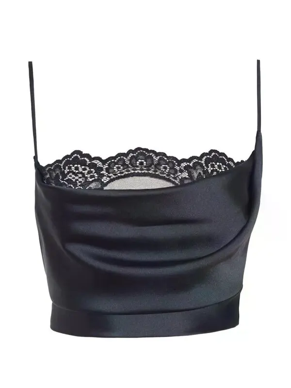 SEEN USERS Name Lace-trimmed Cropped Top - Black