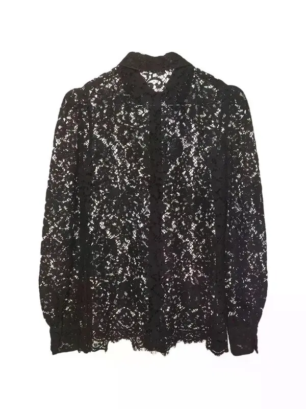 Dolce & Gabbana Floral Lace Button-up Shirt - Black
