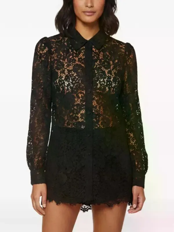 Dolce & Gabbana Floral Lace Button-up Shirt - Black