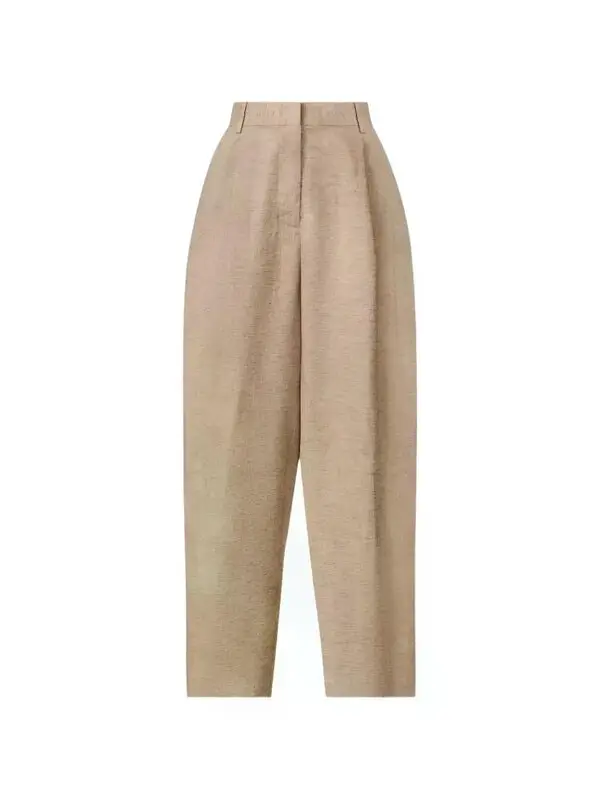 Fabiana Filippi Pleated Trousers With Beaded Trim - Neutrals