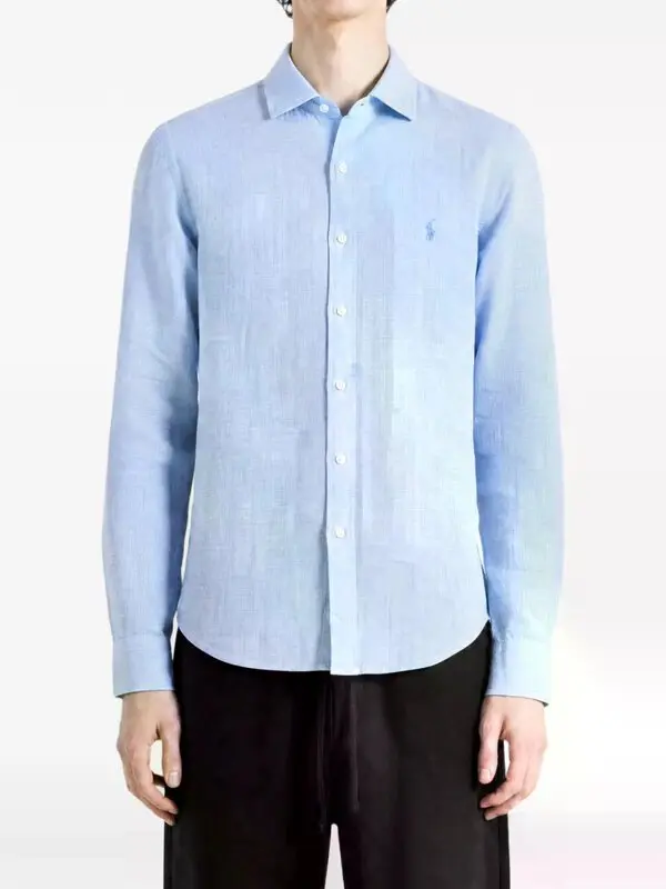 Polo Ralph Lauren Logo-embroidered Linen Shirt - Blue