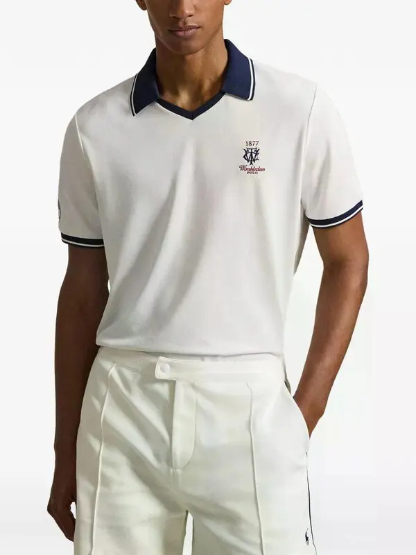 Polo Ralph Lauren X Wimbledon Striped Trim Logo Patch Polo Shirt