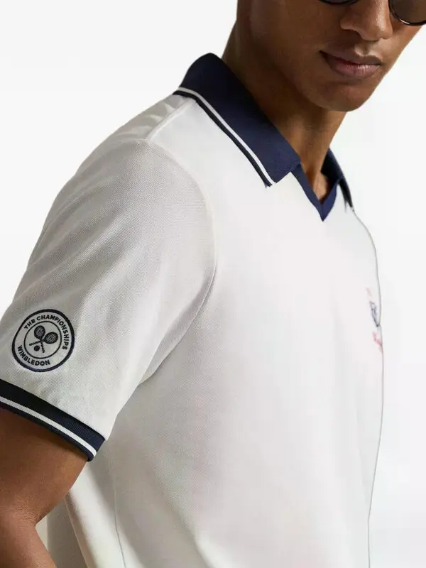 Polo Ralph Lauren X Wimbledon Striped Trim Logo Patch Polo Shirt