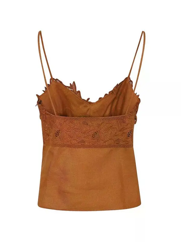 Ermanno Scervino Lace-panelled Spaghetti-strap Top
