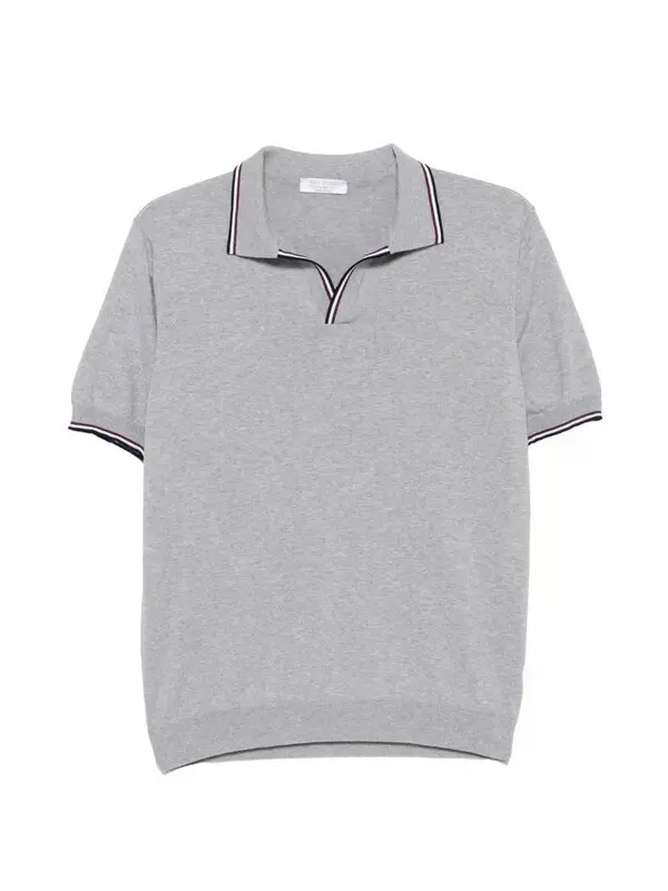 GRAN SASSO Stripe-trim V-neck Polo Shirt