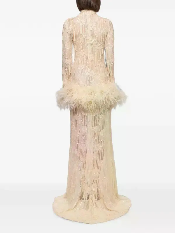 ATU BODY COUTURE Sequin Embellished Feather Trim Dress