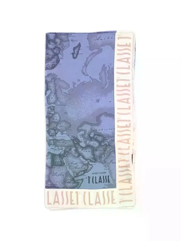 ALVIERO MARTINI 1° CLASSE Geo Map-print Silk Scarf