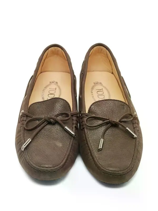 TOD'S Leather Slip-on Loafers With Bow Detailing