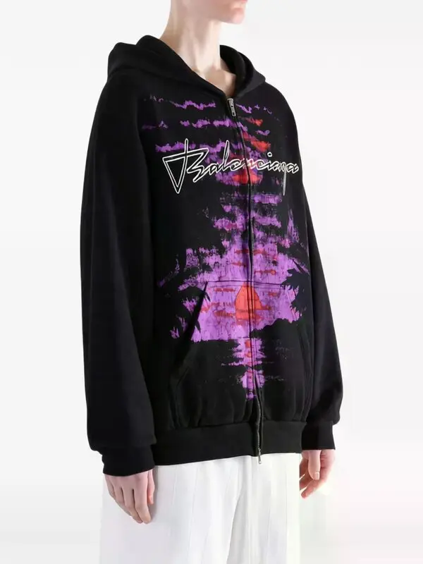 Balenciaga Graphic Print Zip-up Hoodie