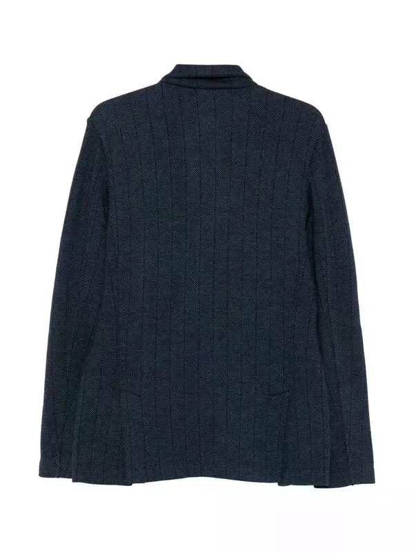 GRAN SASSO Herringbone-knit Single-breasted Wool Blazer