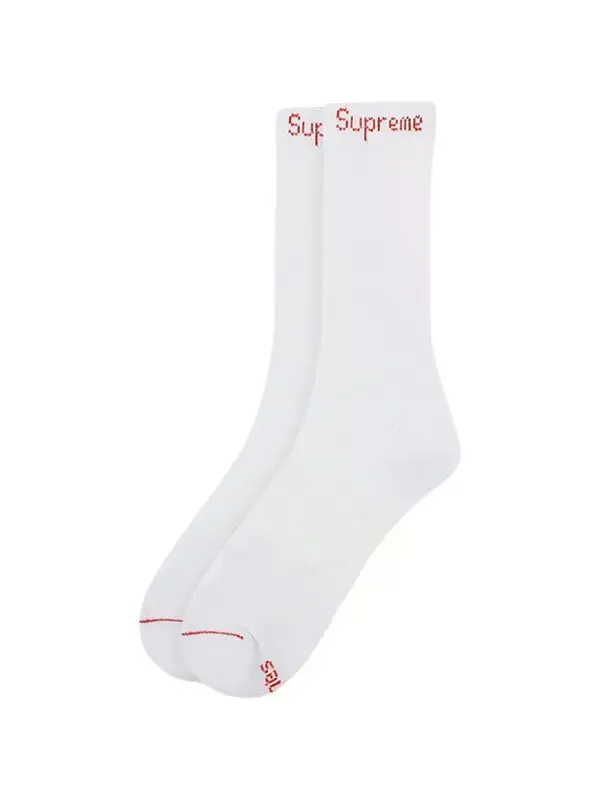 Supreme X Hanes Logo Socks - White