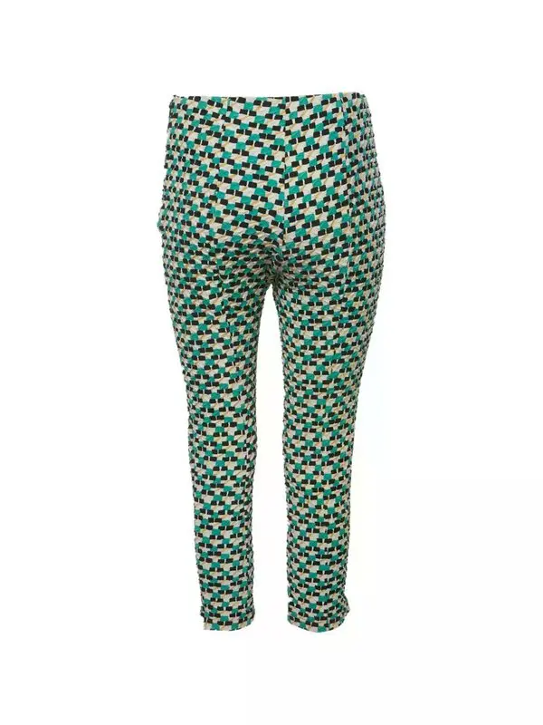 Prada Geometric Pattern Textured Crepe Trousers