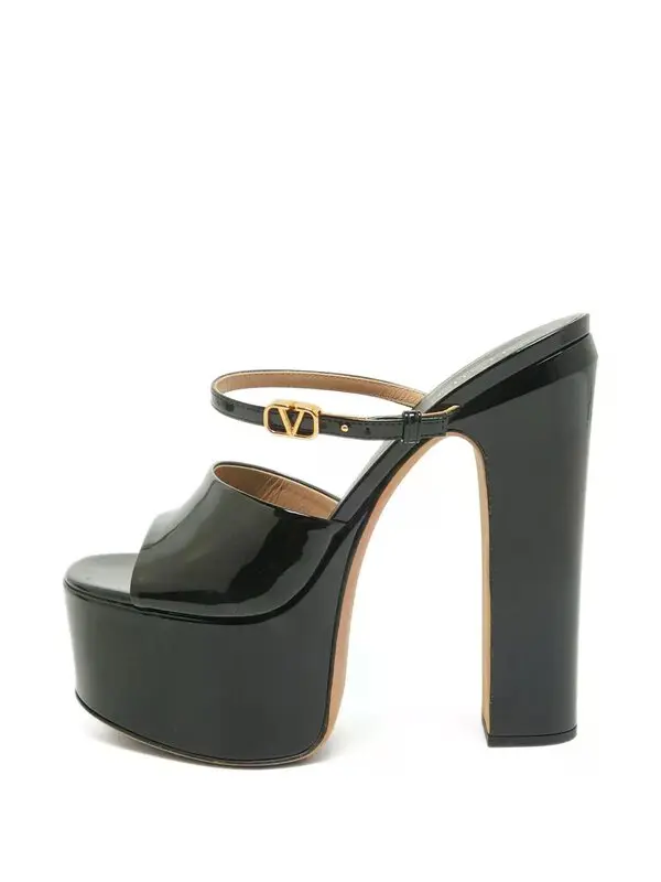 Valentino Garavani Patent Leather Platform Sandals - Black