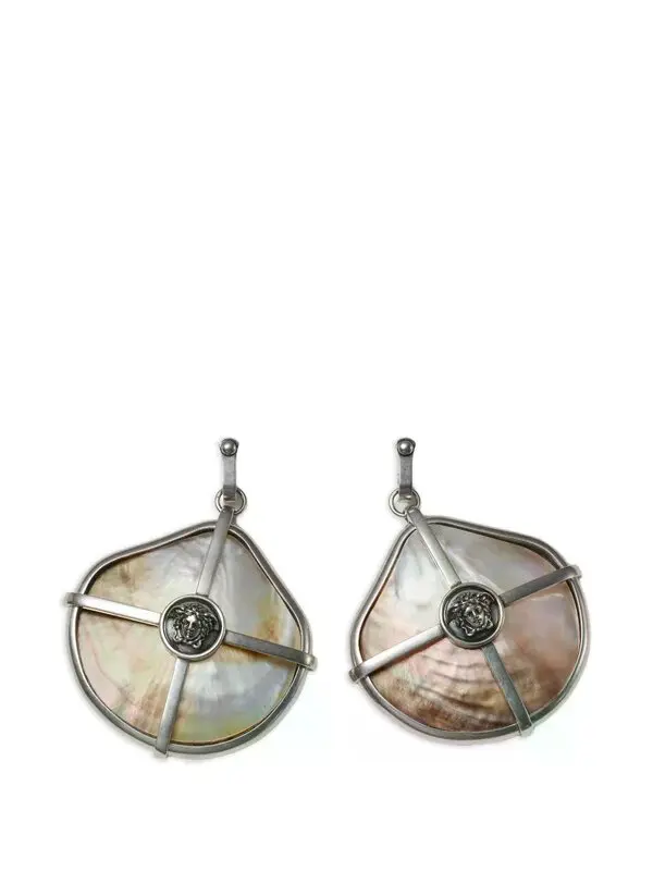 Versace Medusa Shell Drop Earrings - Silver