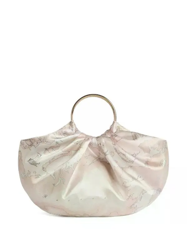 ALVIERO MARTINI 1° CLASSE Geo Map Pleated Tote Bag - Neutrals