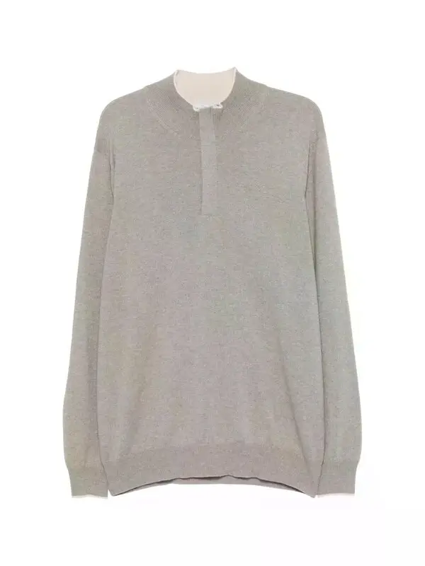 GRAN SASSO Wool Quarter-zip Jumper With Contrast Trim - Grey