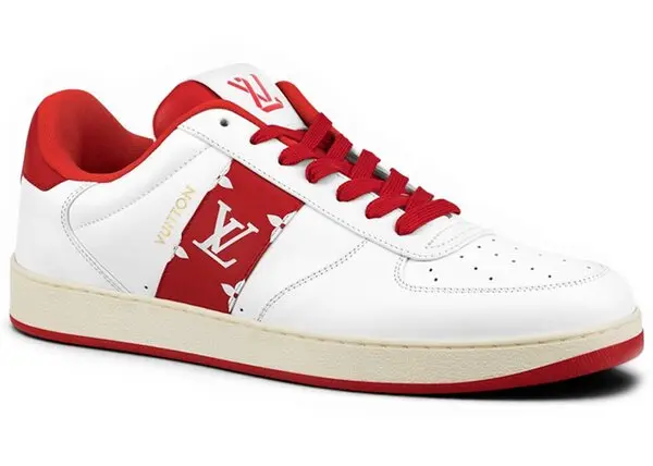 LOUIS VUITTON Rivoli Monogram Bandin Sneakers - White/red
