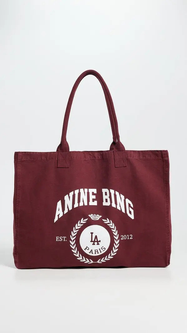ANINE BING Leo Canvas Collegiate Tote Bag